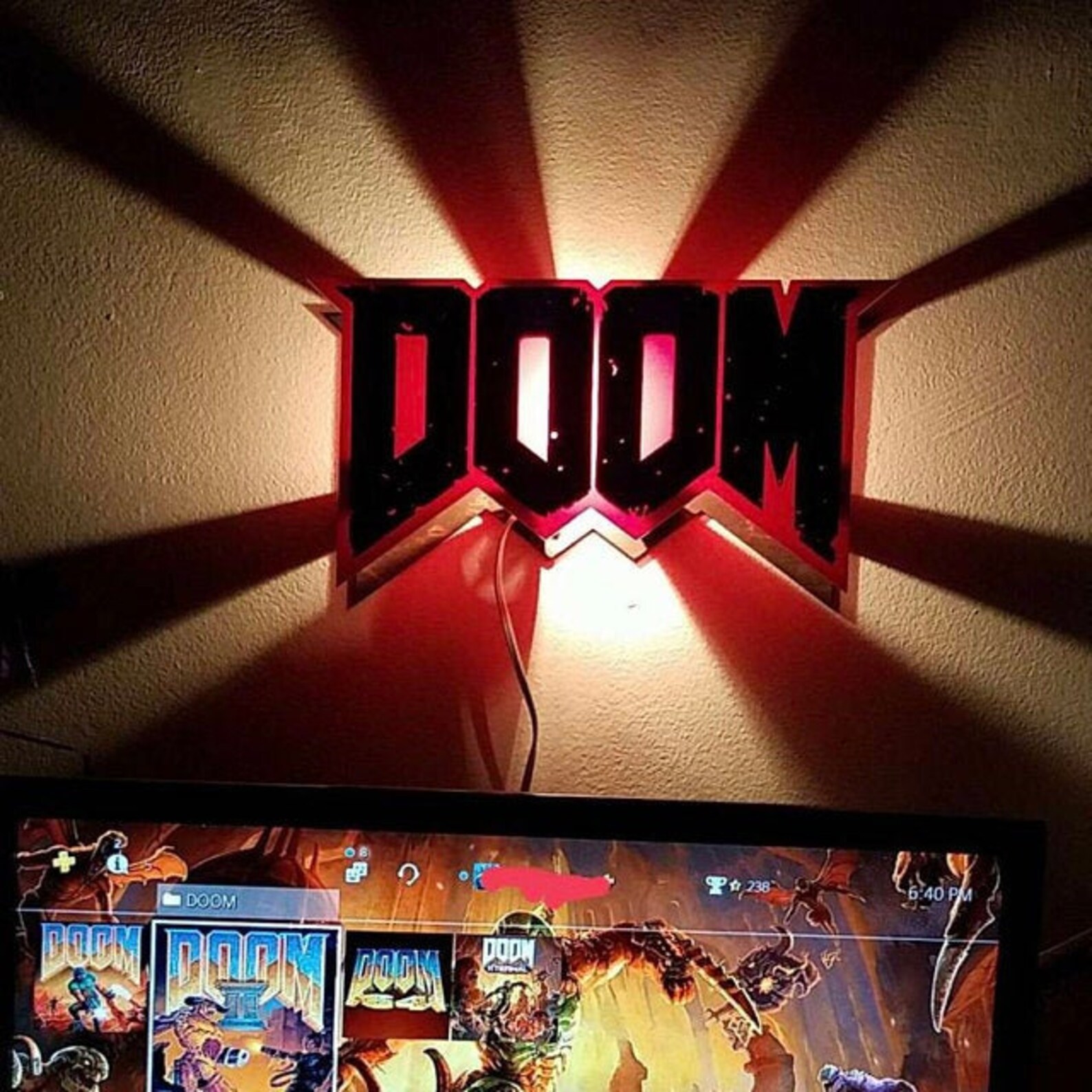 DOOM themed accent lamp wall mountable | Etsy