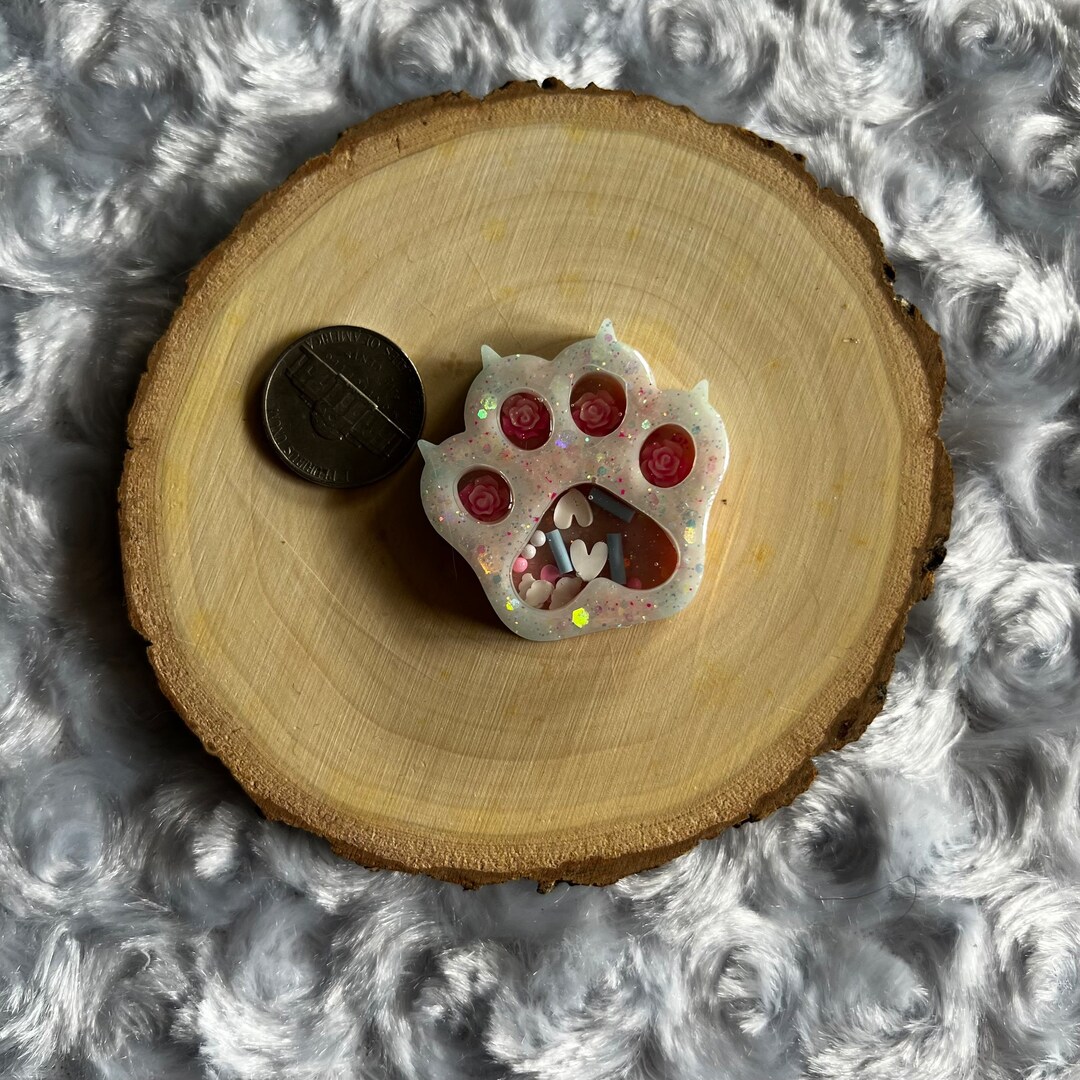 Mint/pink Paw W/ Claws Dry Resin Shaker - Etsy