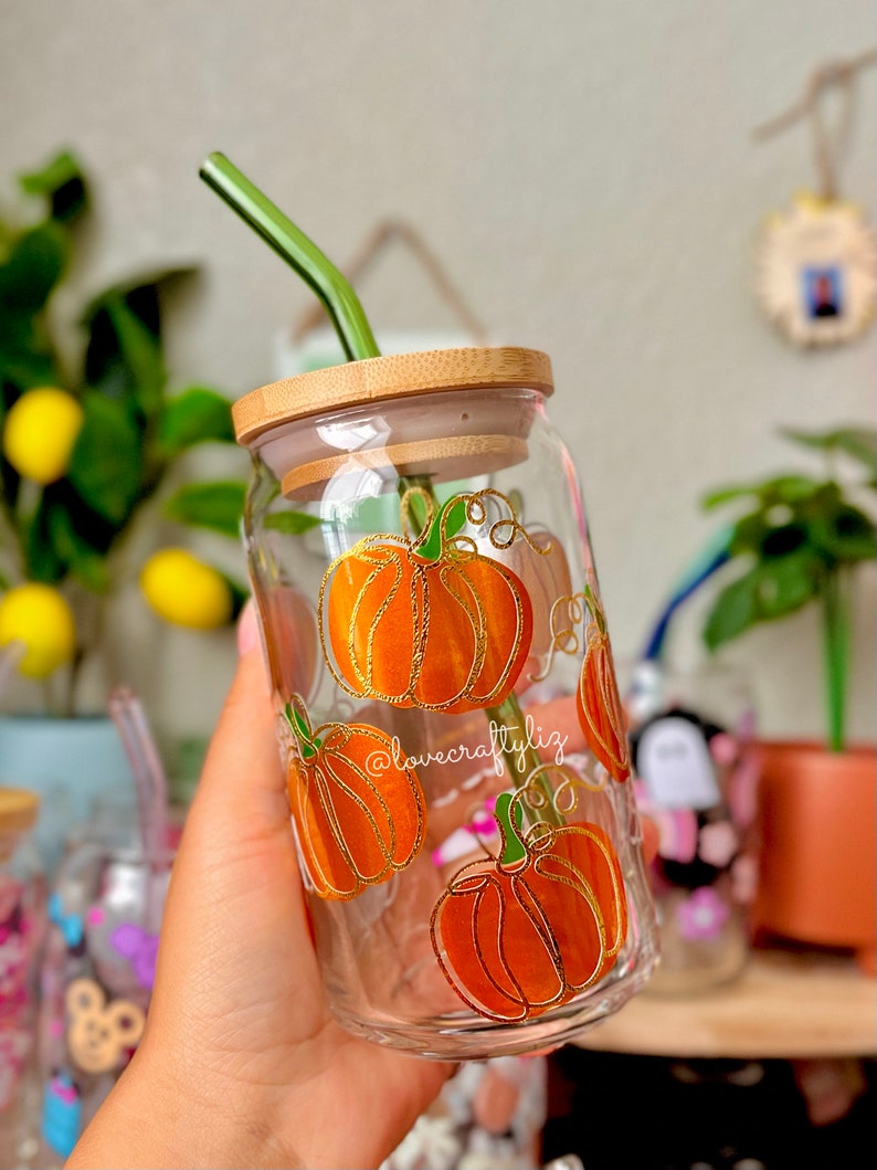 Boho Pumpkins 16 Oz Beer Can Glass Halloween Soda Can Glass - Etsy