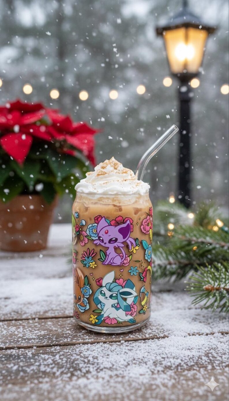 Poke Chibi Eeveelutions 16oz Beer Can Glass | Spring Cup | Iced Coffee ...