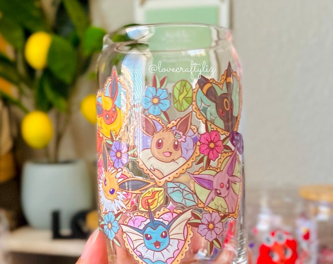 Poke Eeveelutions 16oz Beer Can Glass | Spring Cup | Iced Coffee | Gift ...