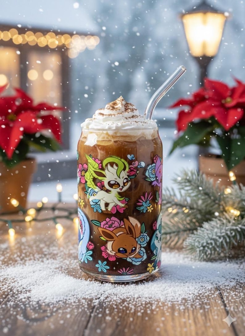Poke Chibi Eeveelutions 16oz Beer Can Glass | Spring Cup | Iced Coffee ...