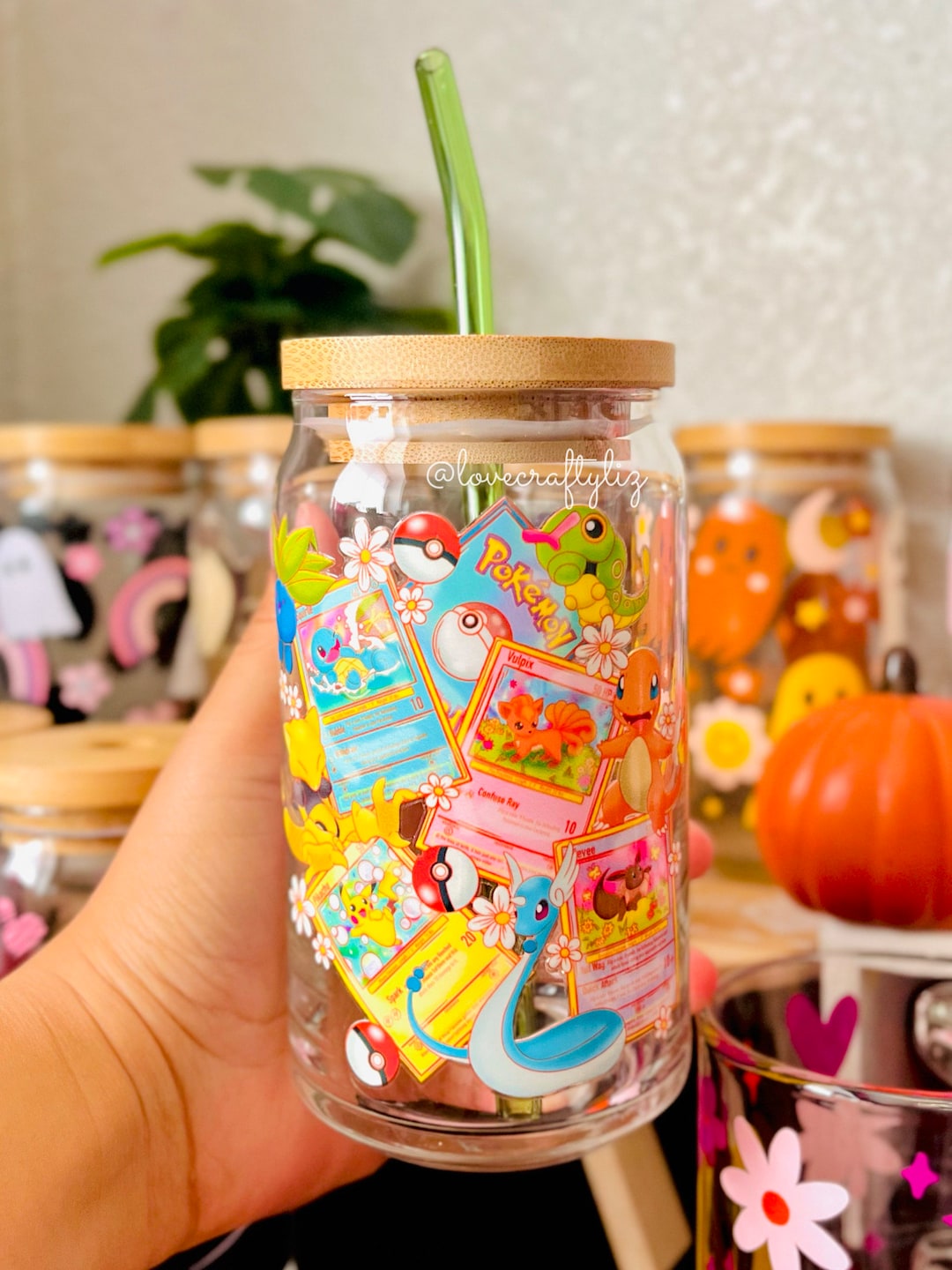 Poke Cards 16oz Glass | Spring Cup | Iced Coffee | Gift | Daisies ...