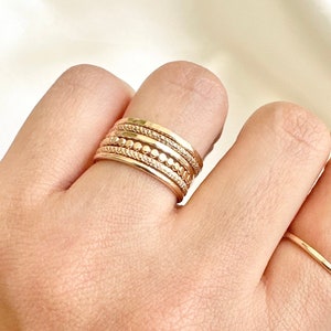 Set of Six Stacking Gold Ring Stacking Ring Set Minimalisg Thin Ring ...