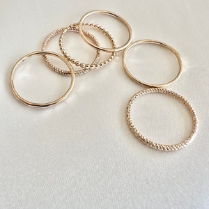 Set of Six Stacking Gold Ring Stacking Ring Set Minimalisg Thin Ring ...