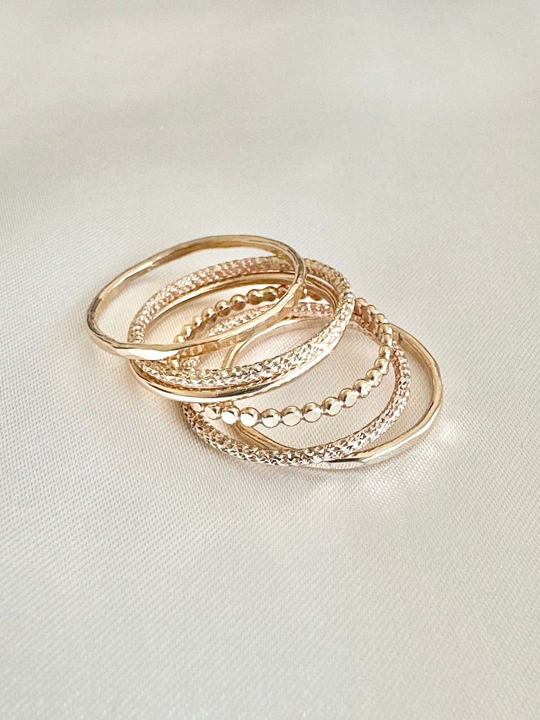 Set of Six Stacking Gold Ring Stacking Ring Set Minimalisg Thin Ring ...