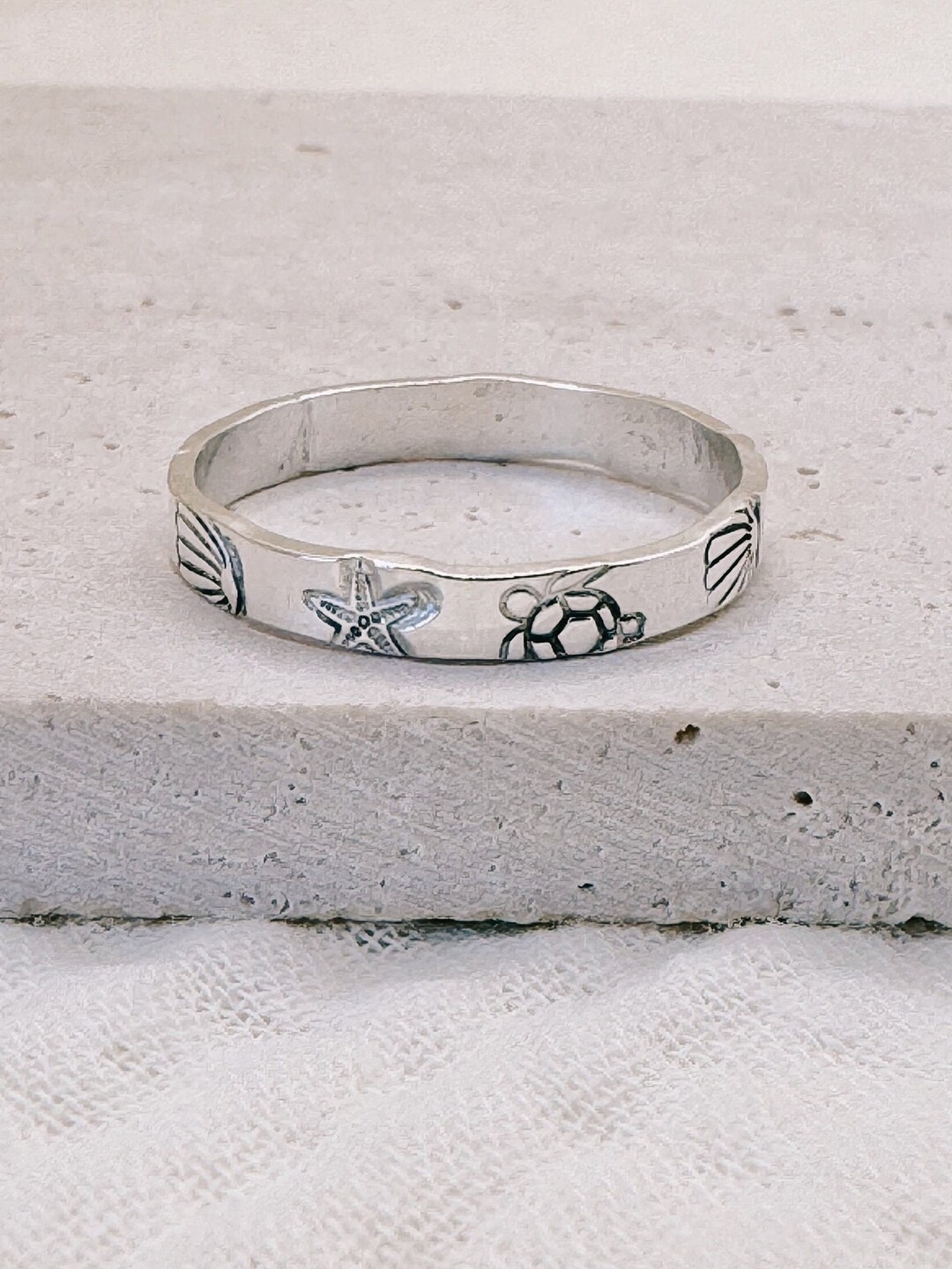 Silver Ocean Ring Starfish Ring Seashell Ring Turtle Ring Sea Animal ...