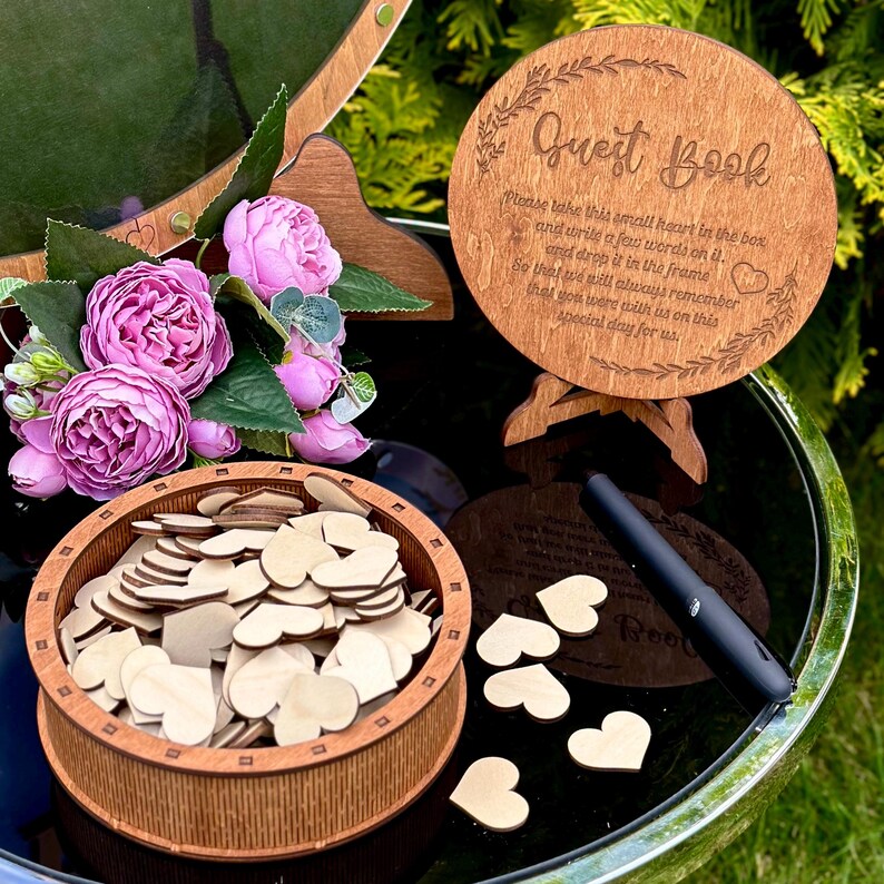 Round 3D Wedding Guest Book Alternative, Connected Heart Guest Book ...