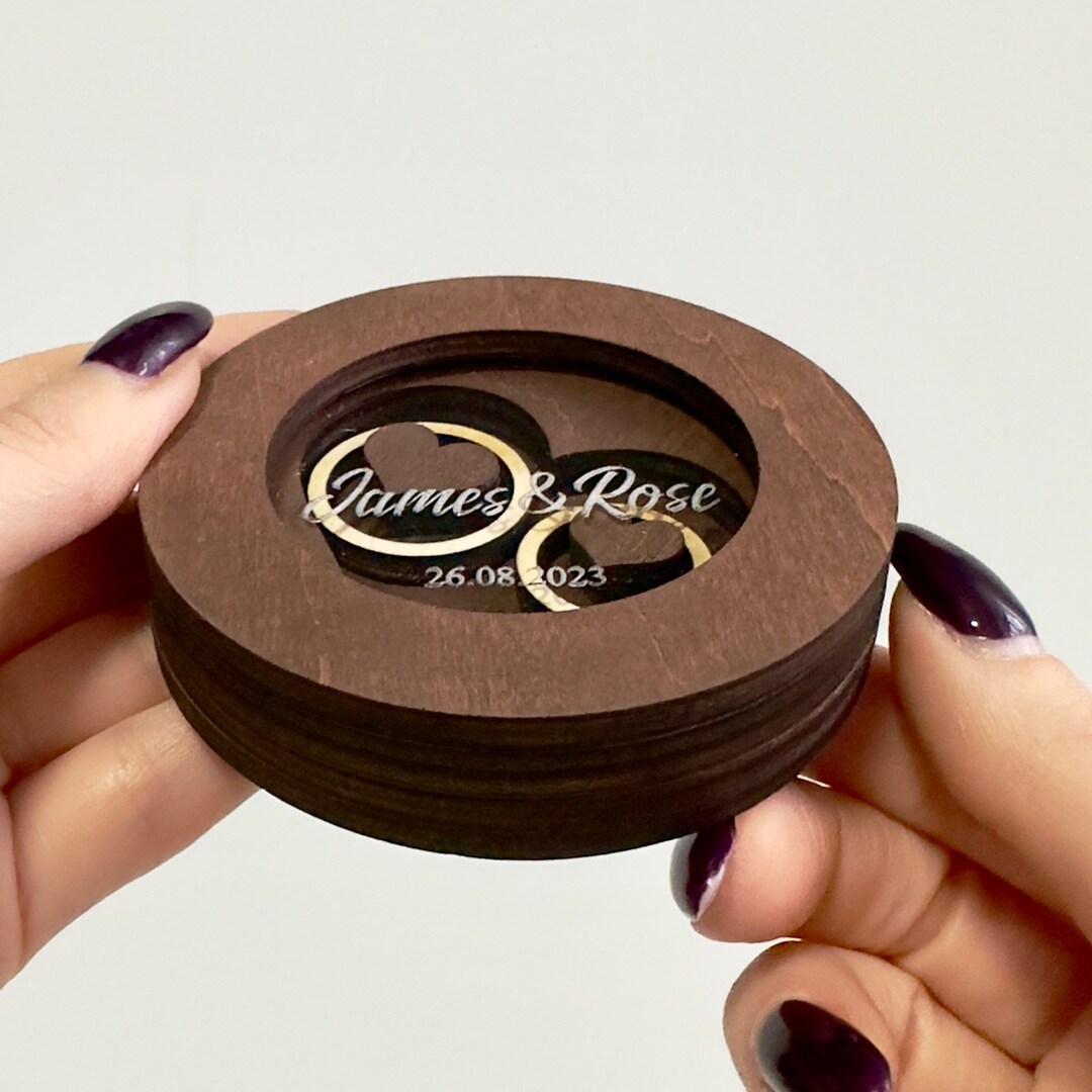 Wooden Ring Box With Custom Name, Personalized Engagement Ring Box ...