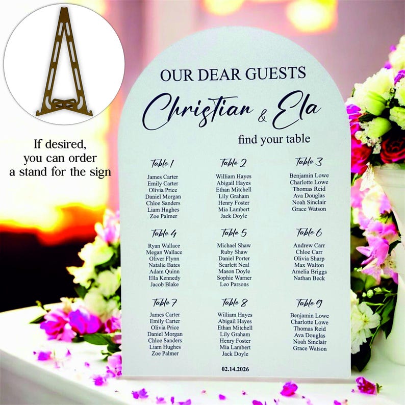 Elegant Wedding Seating Chart | Printable Guest Table Sign | Custom ...