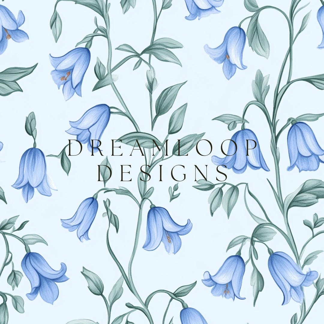 Bluebell Flower Floral Seamless Pattern, Blue Flower Pattern, for ...