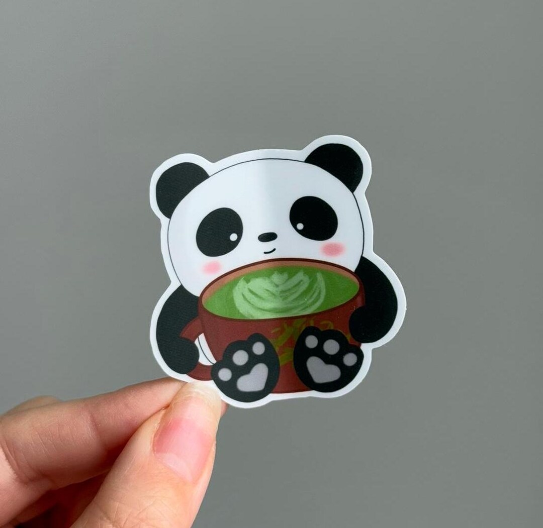 Matcha Latte Panda Waterproof Matte Vinyl Stickers - Etsy