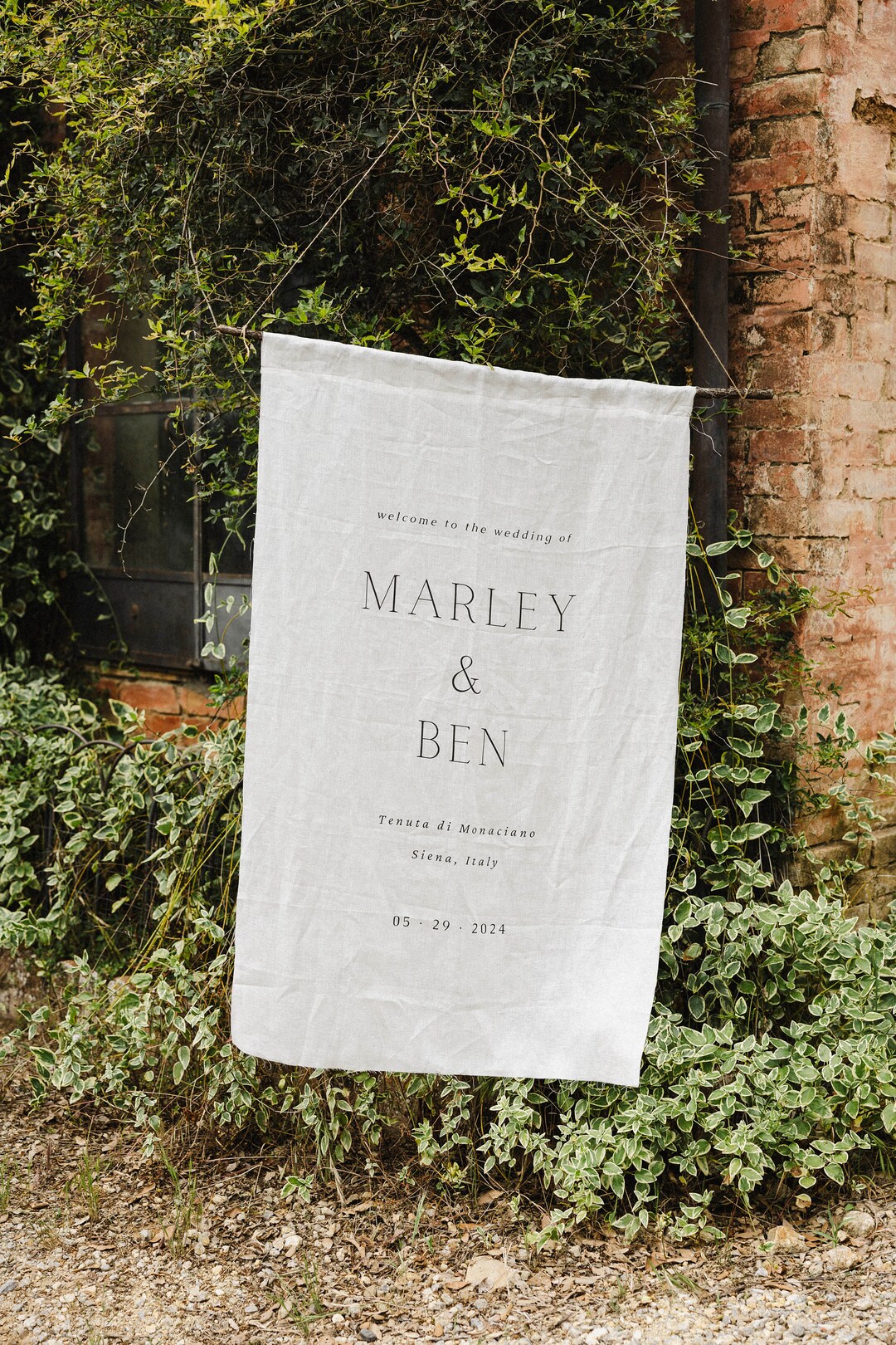 Custom Linen Fabric Wedding Sign | Minimal Wedding Signage | 100% Linen ...