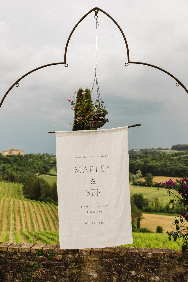 Custom Linen Fabric Wedding Sign | Minimal Wedding Signage | 100% Linen ...