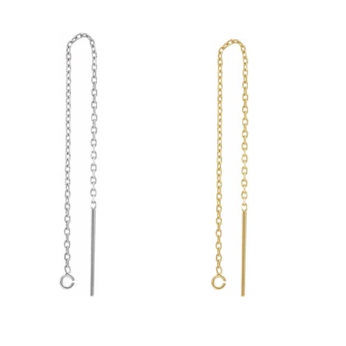 14k Gold Filled Threader Box Chain Earring With Open Ring 80mm - Etsy