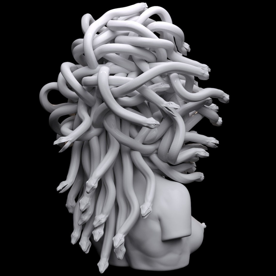 Medusa Head Sculpture Statue Snake Hairstyle Horns Evil Bust - Etsy