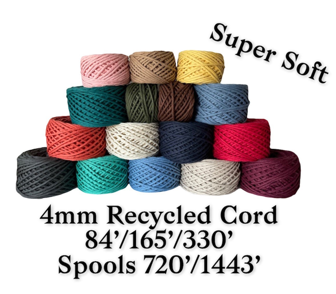 Sewing & Fiber Macrame Cord 4mm84'165'zero wasteRecycled Cotton Macrame ...