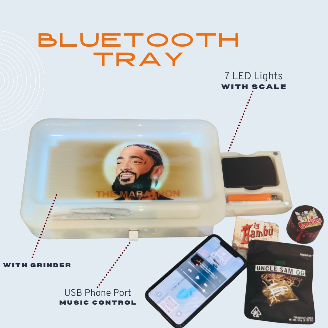 Nipsey LED Bluetooth Tray With Scale & FREE Handmade Container - Etsy