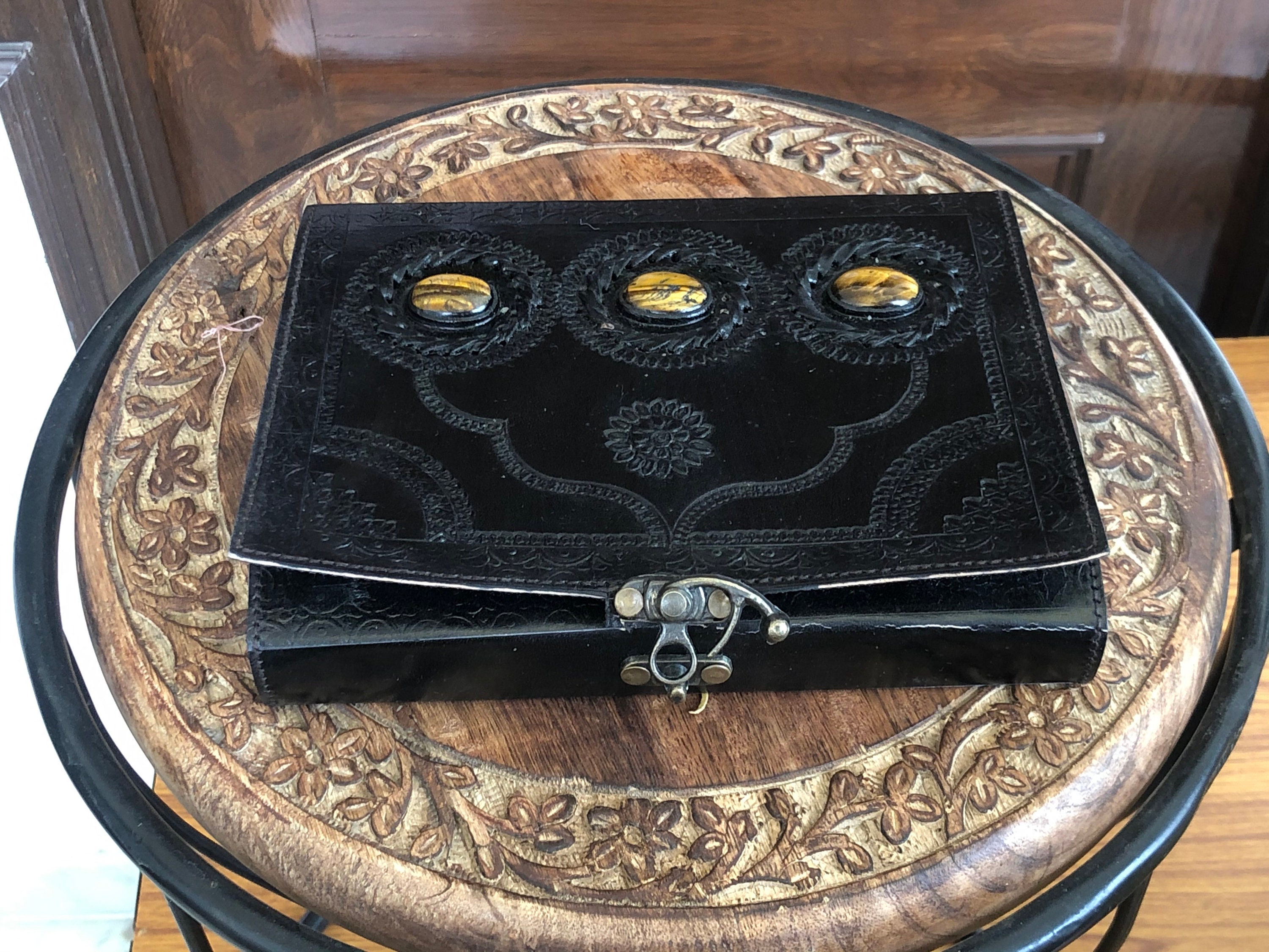 Leather Notebook Handmade Black Leather Journal With Lock Book - Etsy