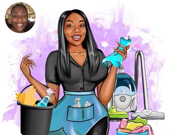 Cleaning Business Logo Portrait, Housekeeper Logo, Cleaning Business ...