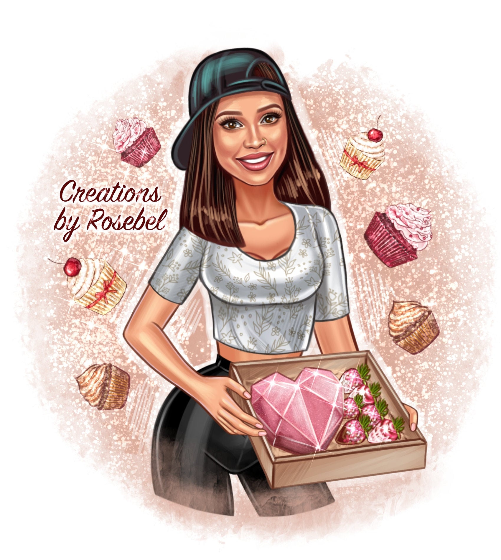 Art & Collectibles Drawing & Illustration Cake Shop Logo Cake Decorator ...