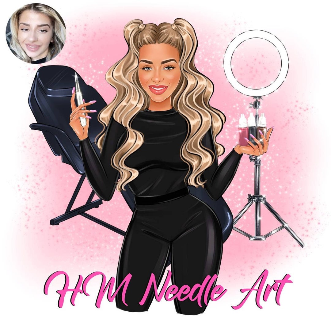 PMU Cartoon Logo Permanent Makeup Portrait Brow Artist Logo - Etsy