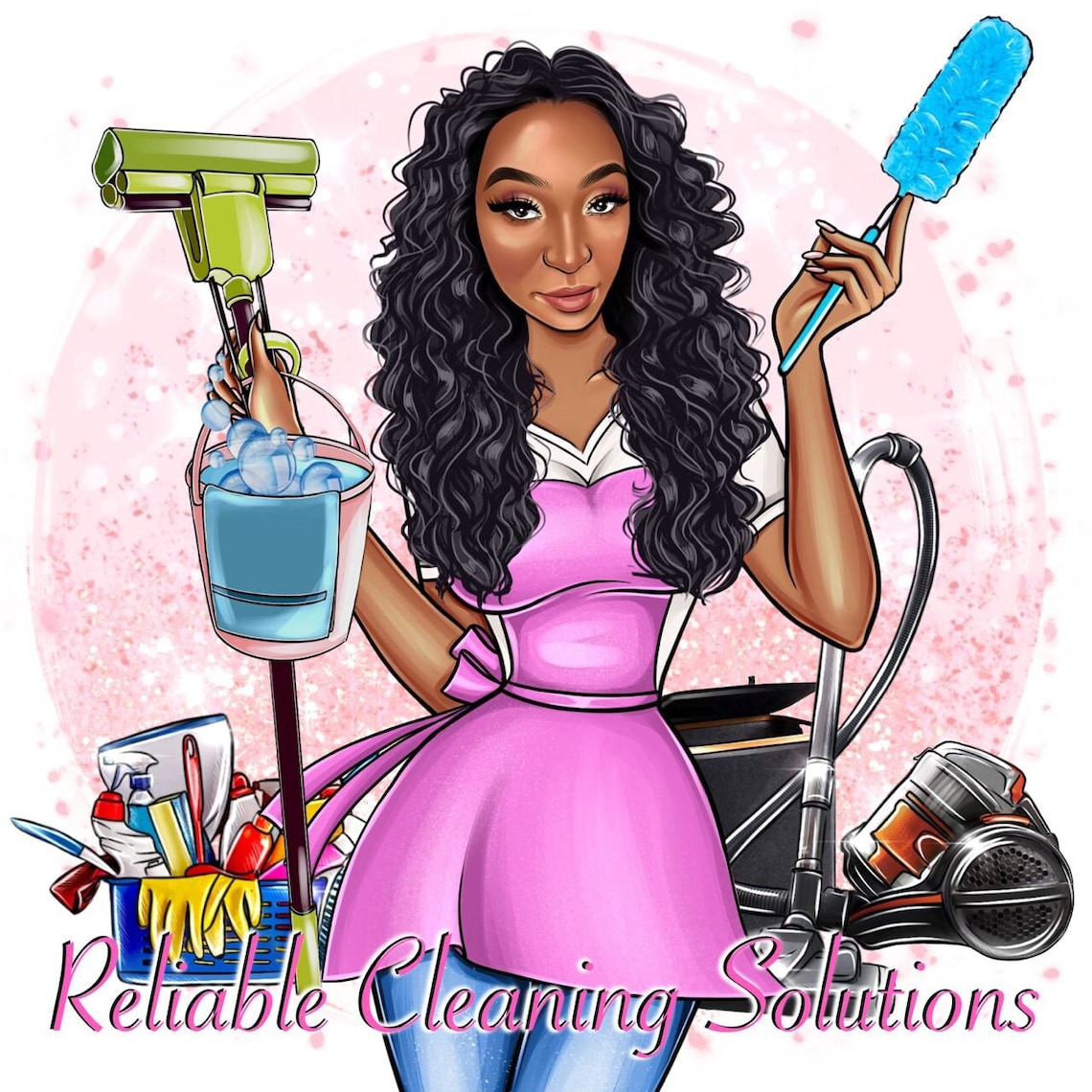 Cleaning Business Logo Portrait Housekeeper Logo Cleaning - Etsy
