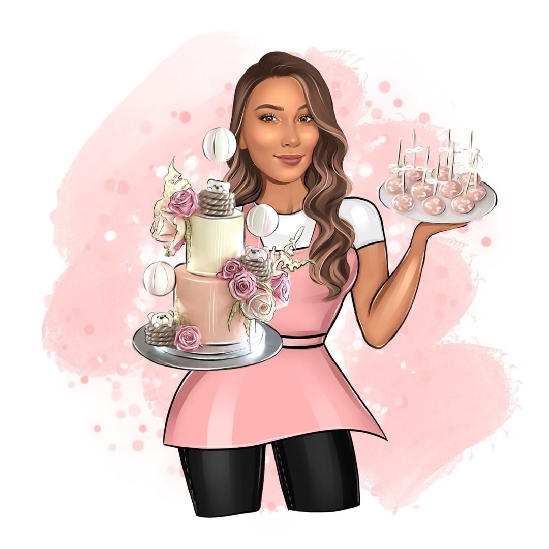 Baker Cartoon Logo Design, Cake Shop Logo, Dessert Maker Logo, Sweets ...