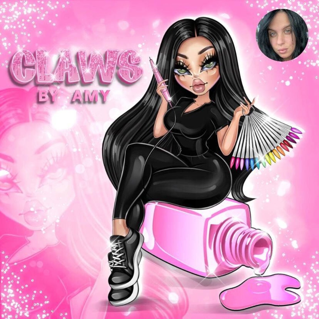 Logotipo de retrato de dibujos animados de muñeca, logotipo de estilo ...