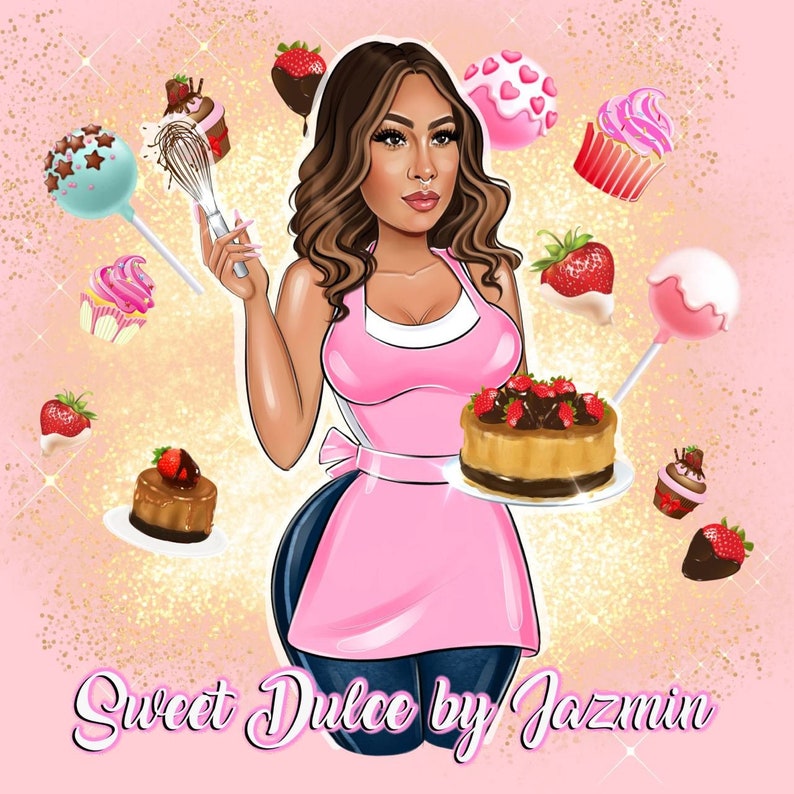 Baker Cartoon Logo Design Cake Shop Logo Dessert Maker Logo - Etsy