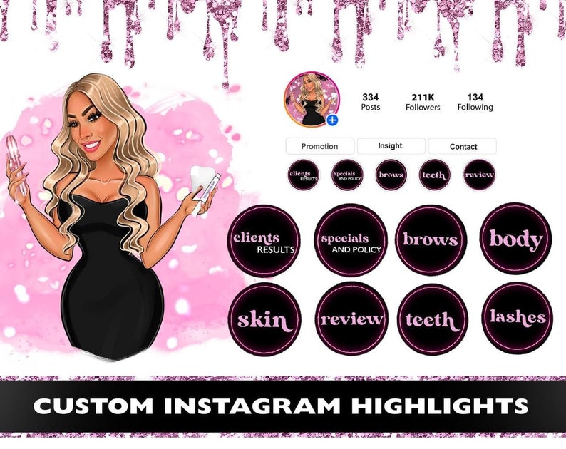 Custom Instagram Highlight Icons Instagram Stories Cartoon | Etsy