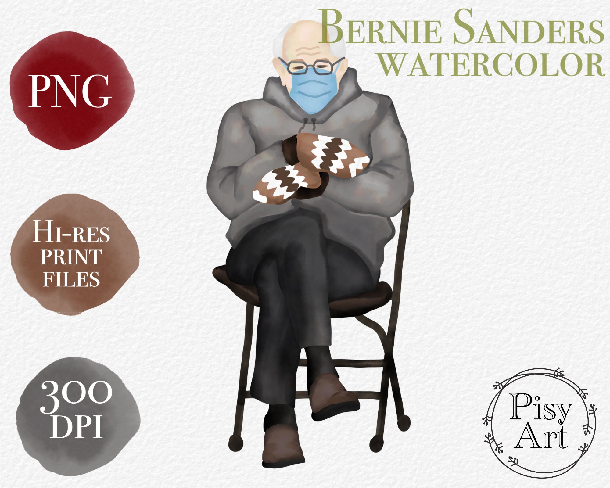 Watercolor Bernie Sanders, Funny Bernie, Bernie Mittens Watercolor ...