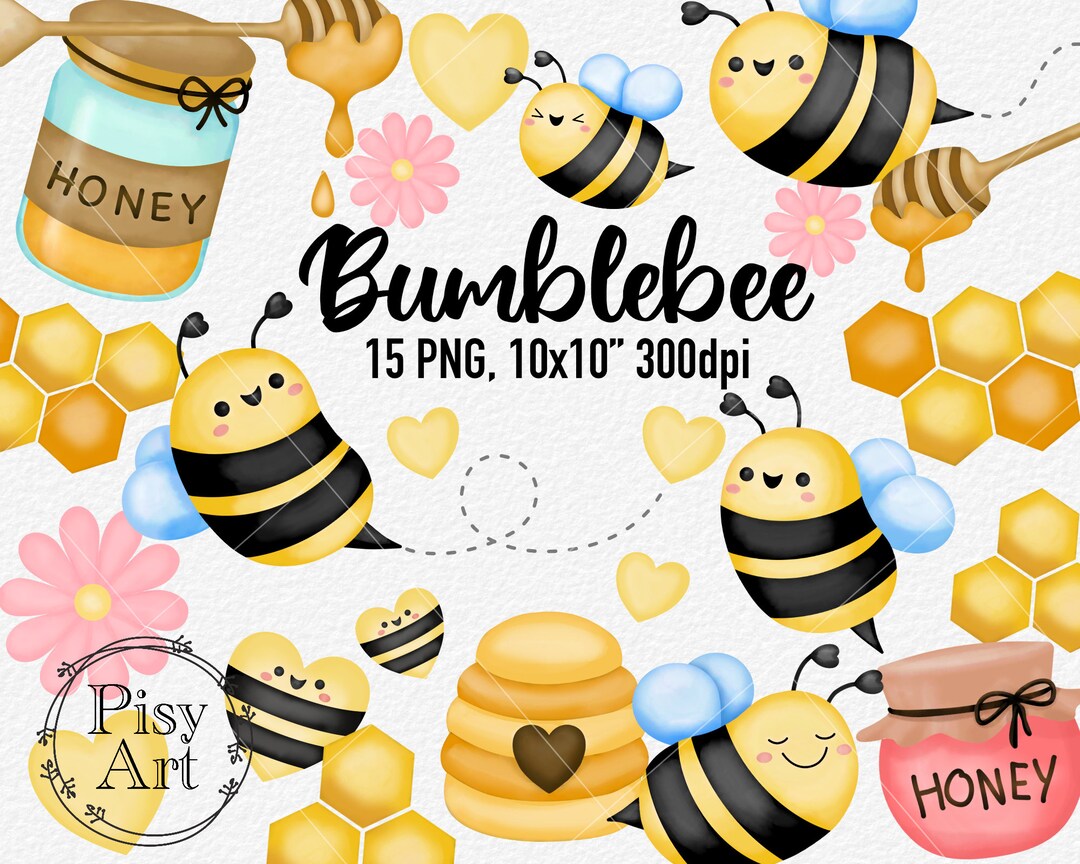 Bumblebee PNG Watercolor Bundle, Honey Bee Set Clipart, Beehive, Bee ...