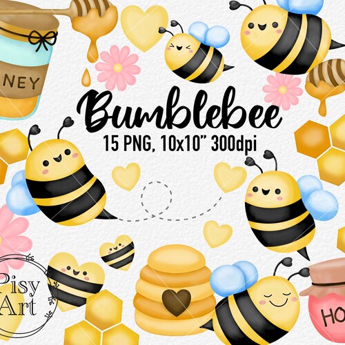 Bumblebee PNG Watercolor Bundle Honey Bee Set Clipart - Etsy