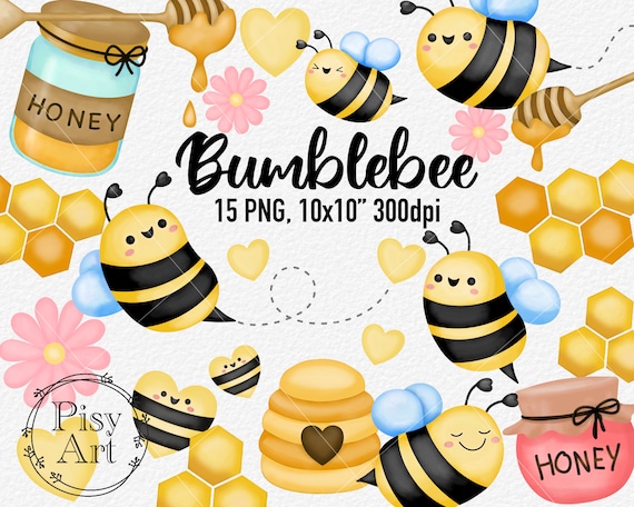Bumblebee PNG Watercolor Bundle Honey Bee Set Clipart - Etsy