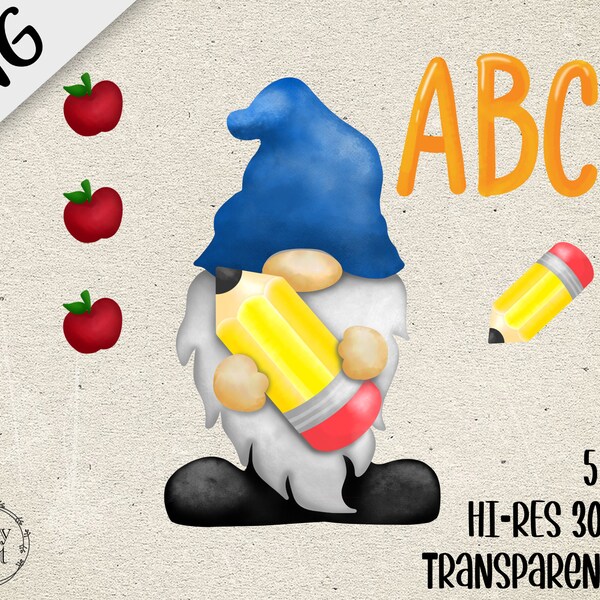 Teacher Gnome Clipart - Etsy