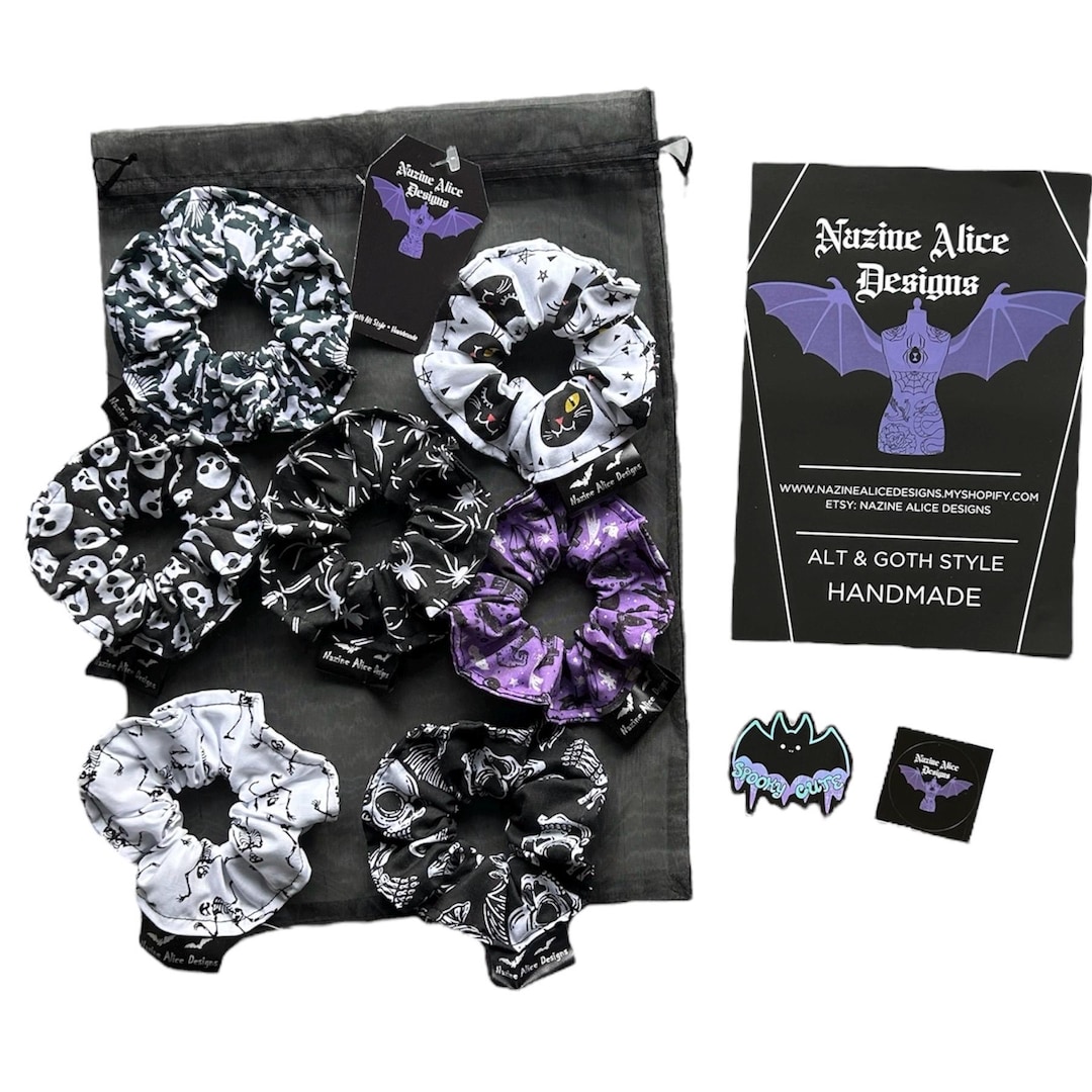 Goth Hair Gift Set | Gothic Hair Accessories | Goth Scrunchies ...