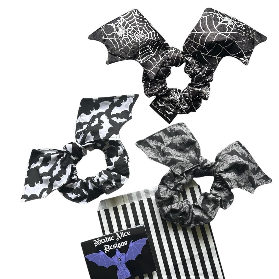 Gothic Bat-wing Hair Scrunchie: Spooky Halloween Accessory - Etsy