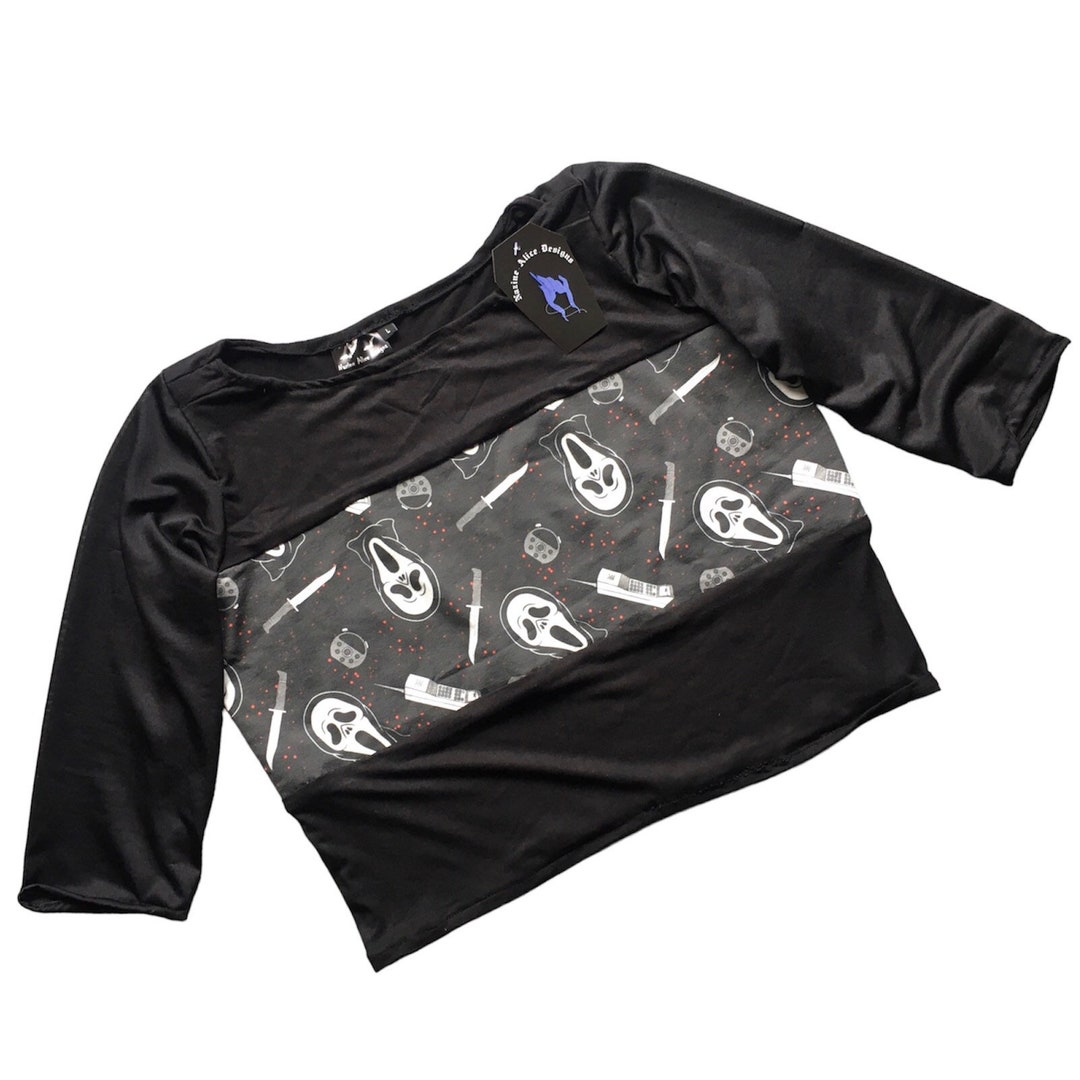 Scream Ghostface Top Long Sleeve Top Mesh Sleeves Gothic - Etsy