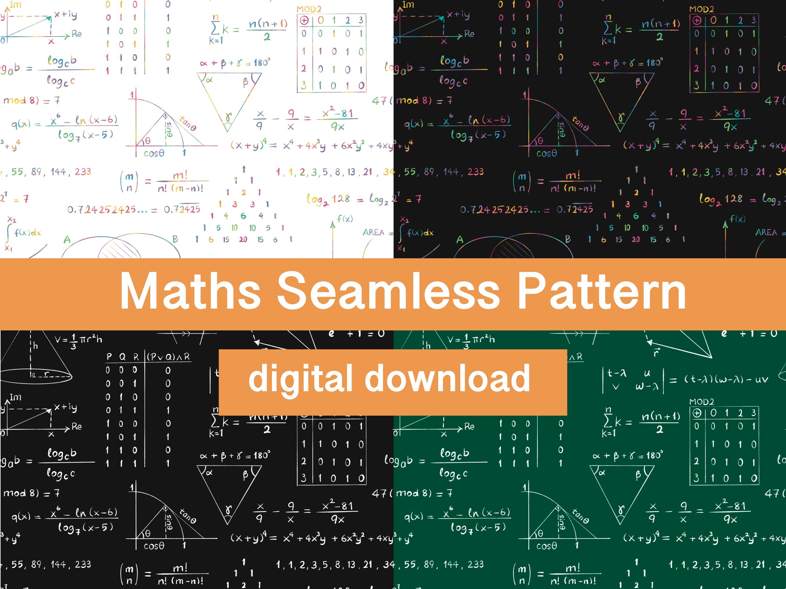 Seamless Maths Pattern Maths Background Seamless Maths Digital Paper ...