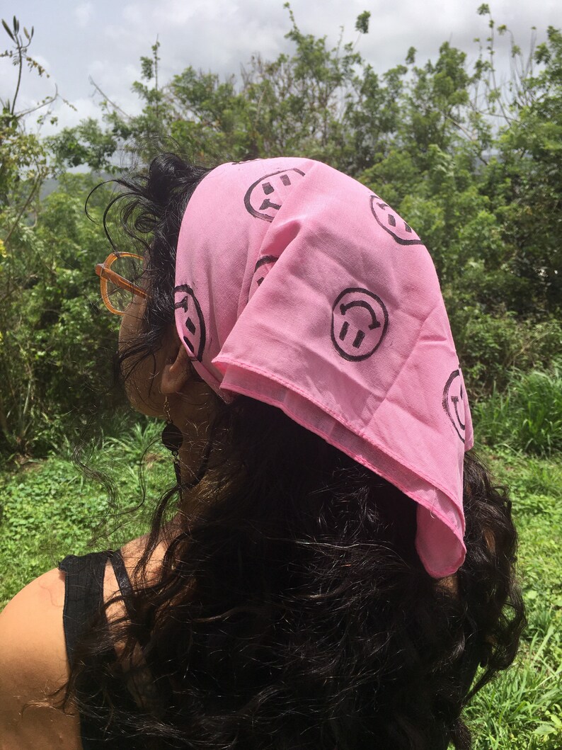 Bandana Handstamped Smiley Scarf - Etsy