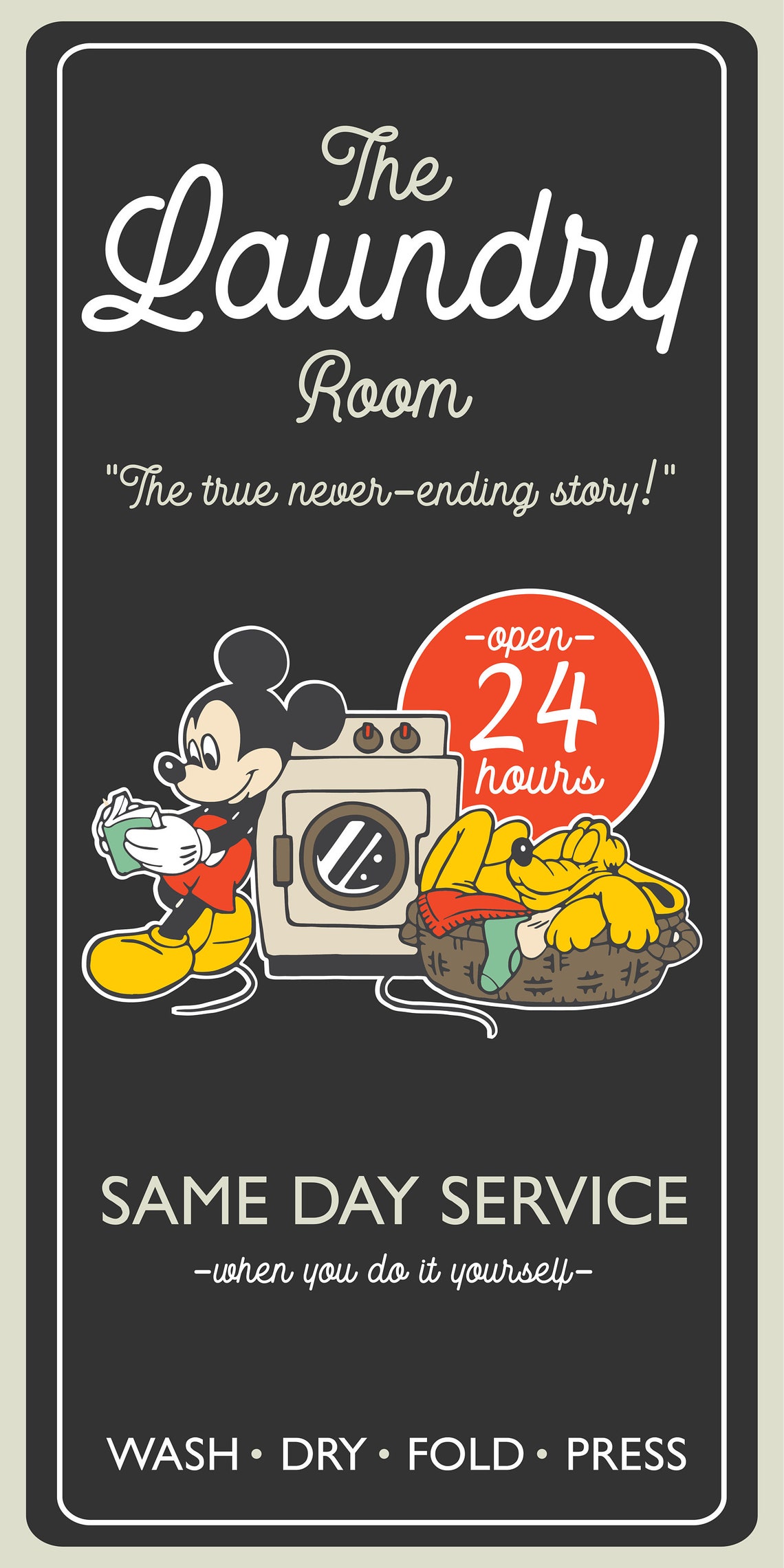 Disney Inspired Mickey Mouse Laundry Room Sign Black Vertical Version ...