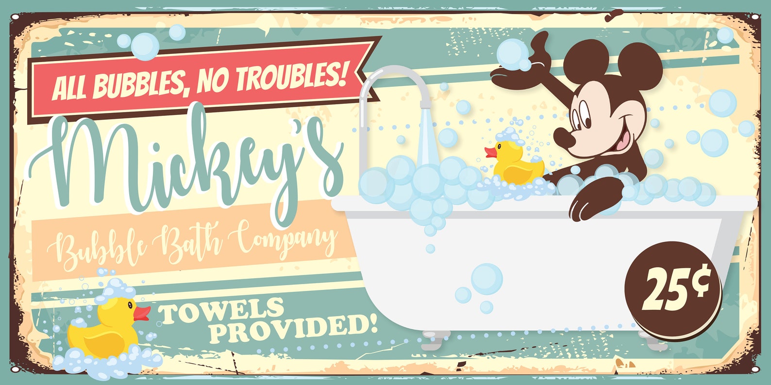 Disney Mickey Mouse Bubble Bath Company Sign - Etsy