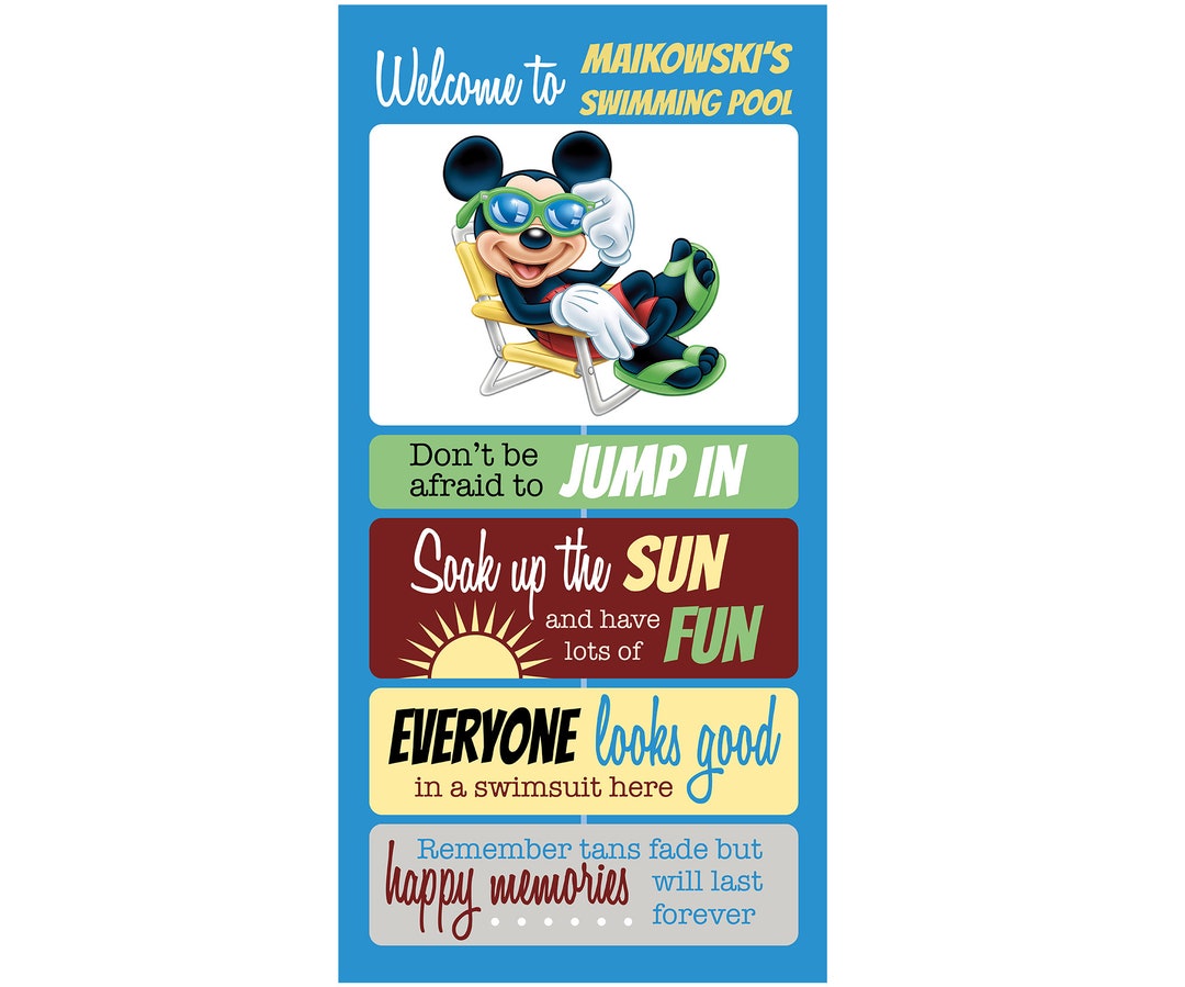 Disney Swimming Pool Sign - Personalized - Etsy