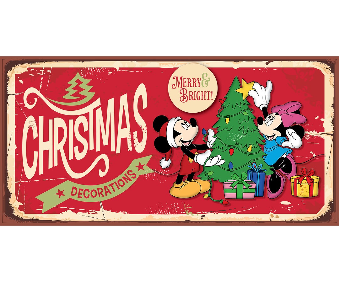 Disney Inspired Christmas Decorations Sign With Mickey and Minnie Mouse ...
