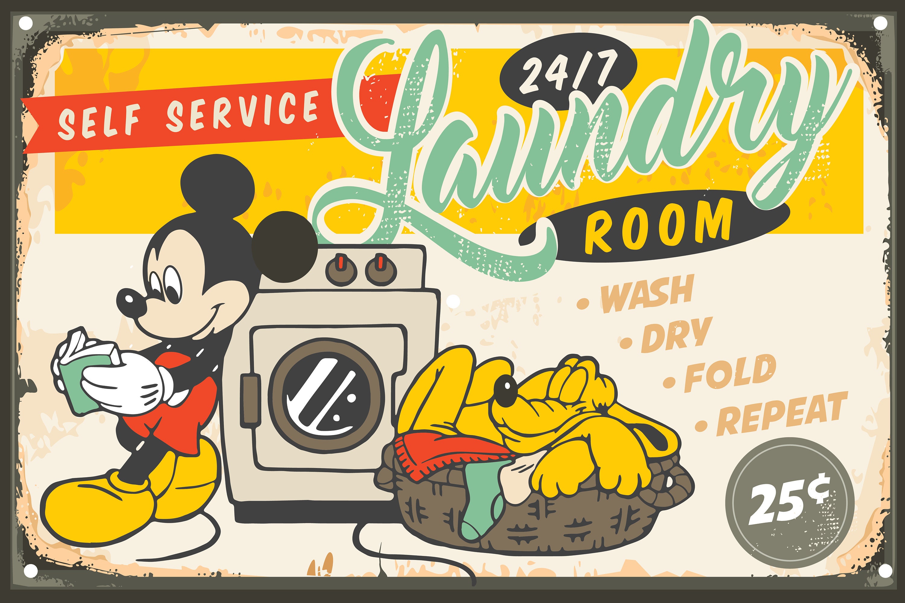 Disney Inspired Mickey Mouse Laundry Room Large Sign (24x36 In) - Etsy