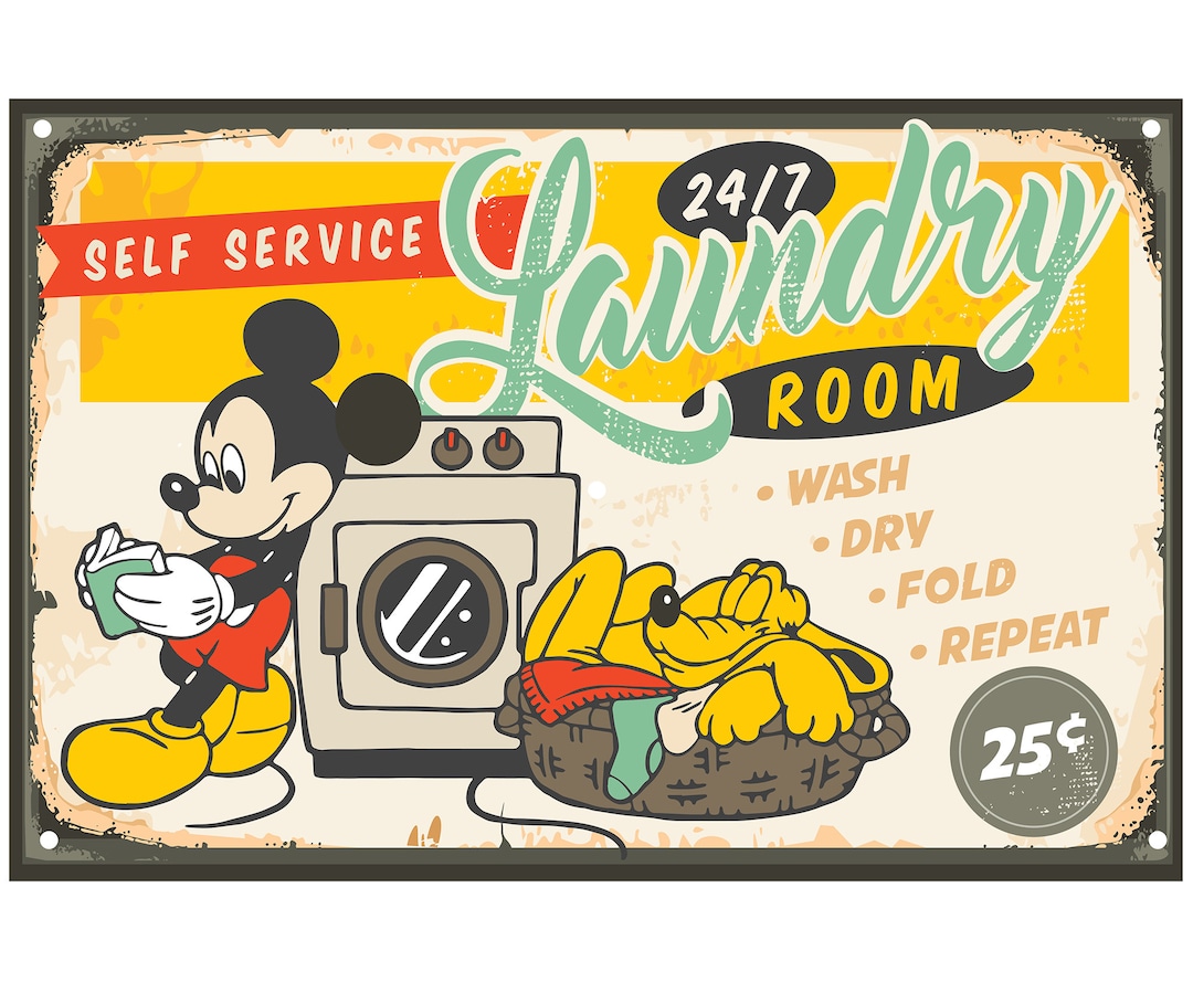 Disney Inspired Mickey Mouse Laundry Room Large Sign (24x36 In) - Etsy
