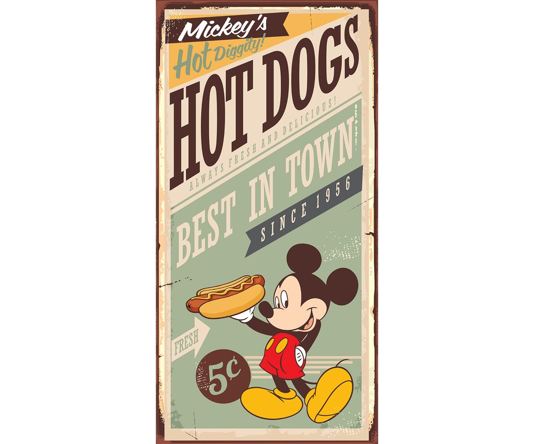 Disney Mickey's Hot Diggity Hot Dog Sign - Etsy