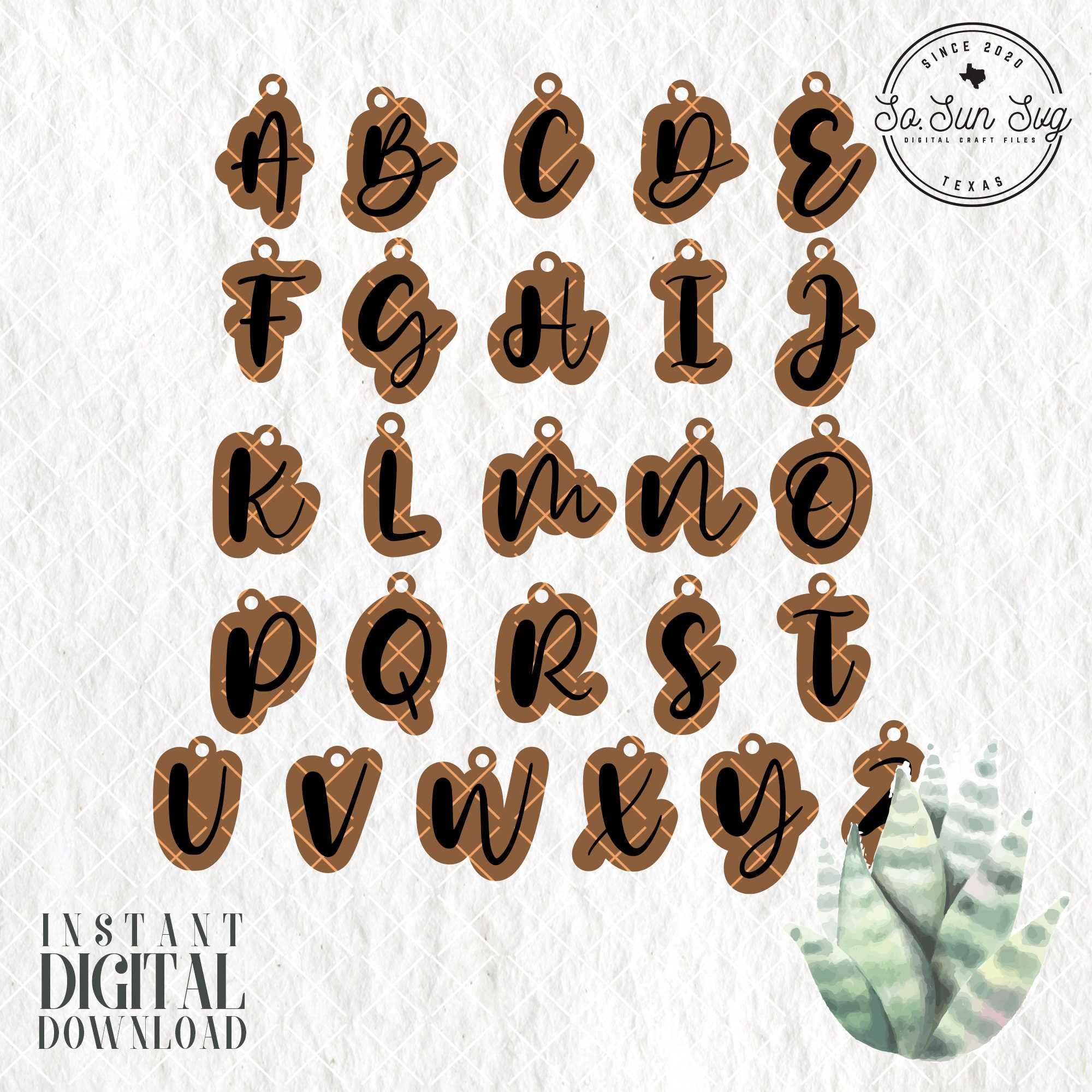 Swirly ALPHABET Keychain SVG, Letter Keychain File, 26 Letter File ...