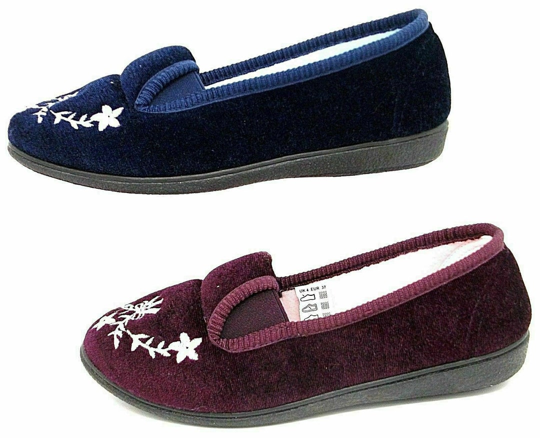 Ladies Womens Indoor Outdoor Hard Sole Slippers Shoes Size Moccasin ...